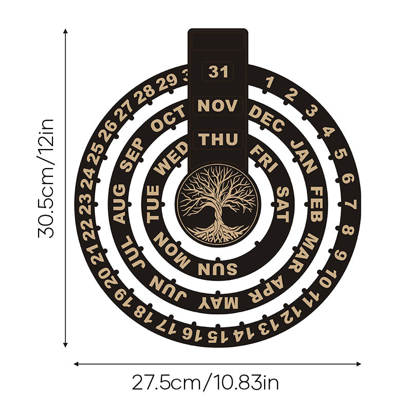 Wooden Rotating Circular Perpetual Calendar – Funny Pockets