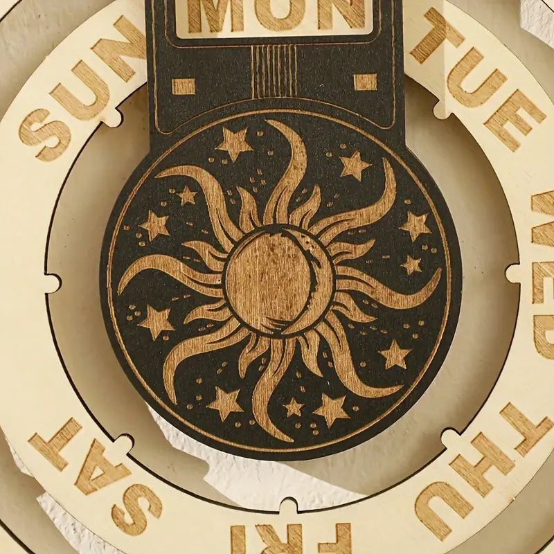 Wooden Rotating Circular Perpetual Calendar – Funny Pockets